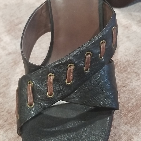 bebe | Shoes | Bebe Brown Leather Slide With Wood Heel | Poshmark